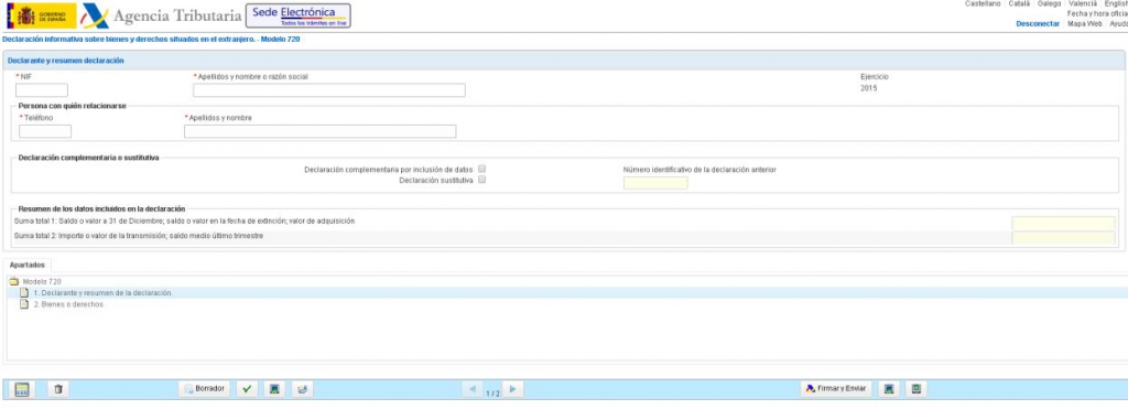 Modelo 720 AEAT - Modelo 720 de la Agencia Tributaria